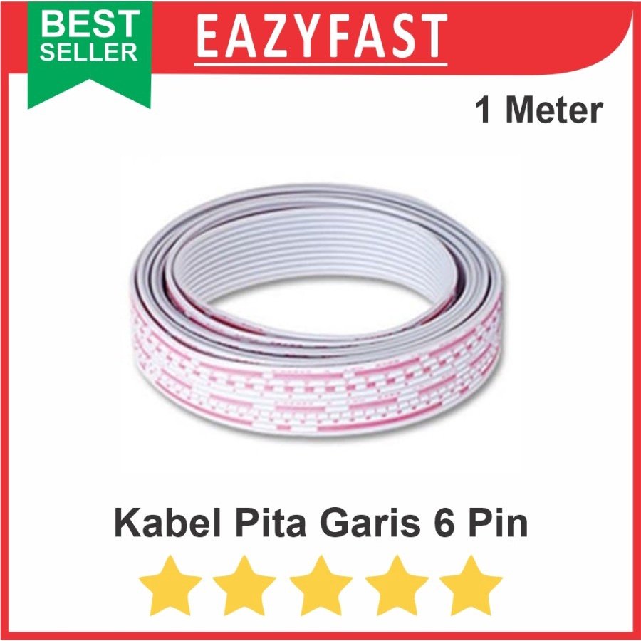 Kabel Pita ISP Warna 6 Pin Baris Jalur Way Ribbon Flat Cable 1 meter ...