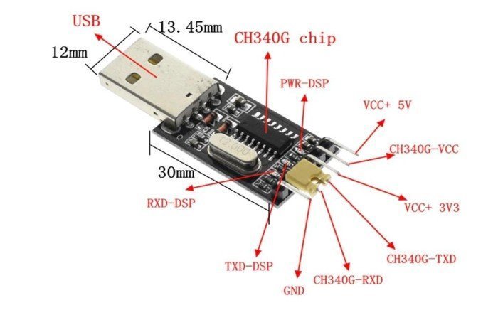 Modul USB to Serial TTL Converter CH340 CH 340 UART RX TX Adapter ...