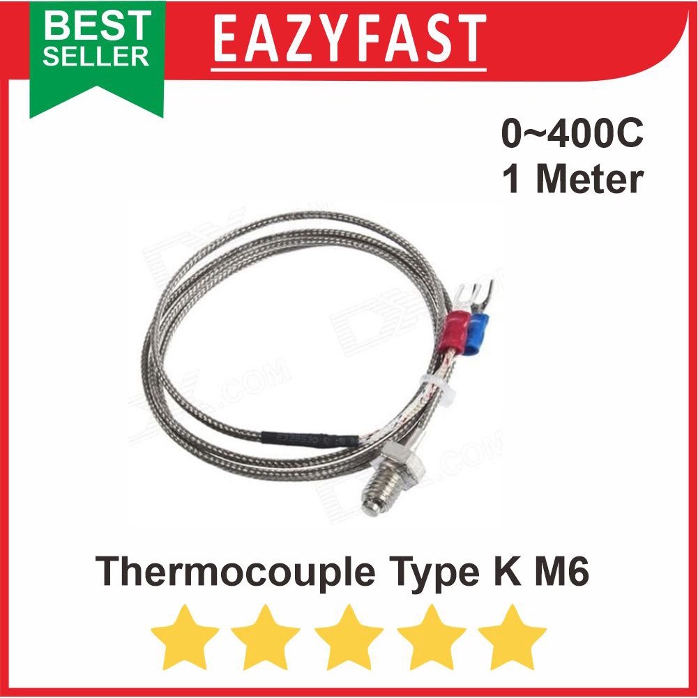 Probe Sensor Suhu Thermocouple Type K M6 Drat Halus 1 Meter Thermo ...